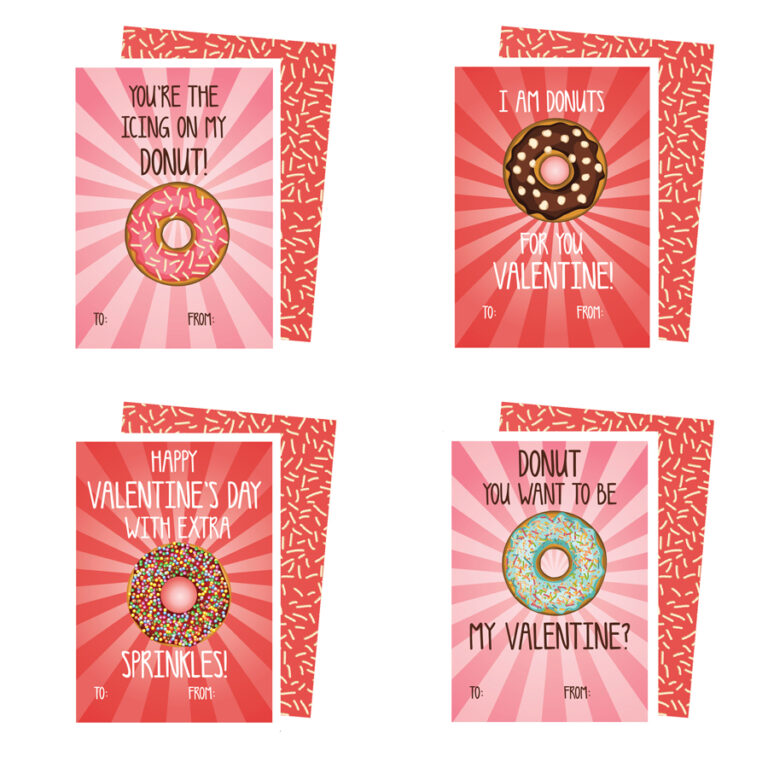Printable Donuts Valentines Cards | Simply-Noted.com