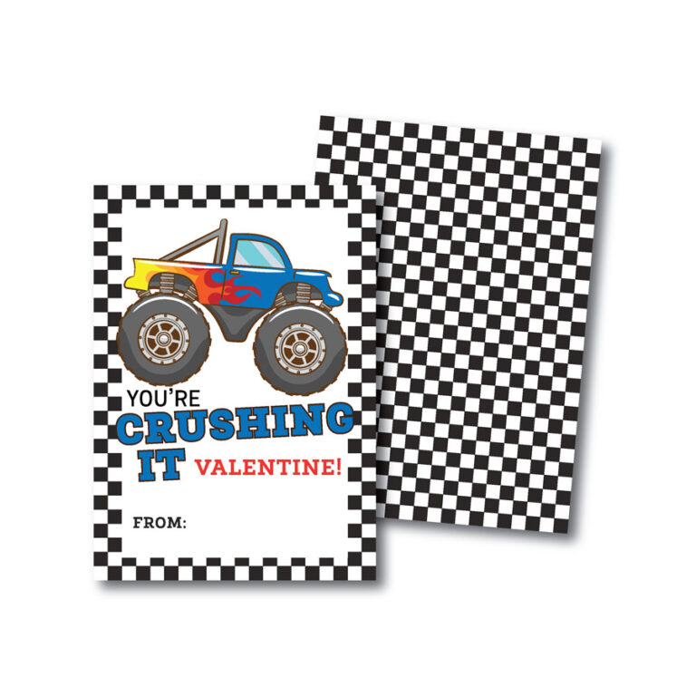 Printable Monster Truck Valentines Cards | Simply-Noted.com